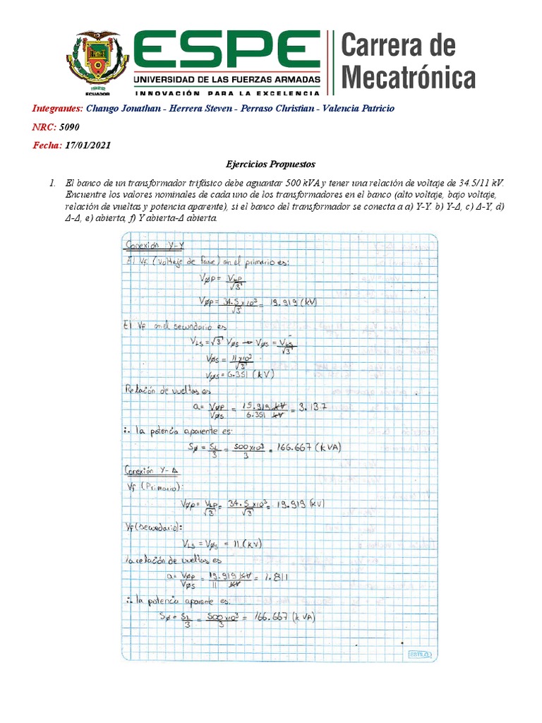 Pract1.4 Chango Herrera Perrazo Valencia | PDF | Transformador | Energia electrica