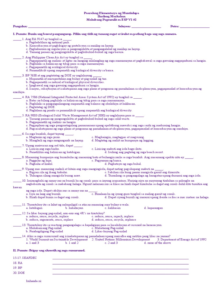 ESP 3rd Summative #2 | PDF