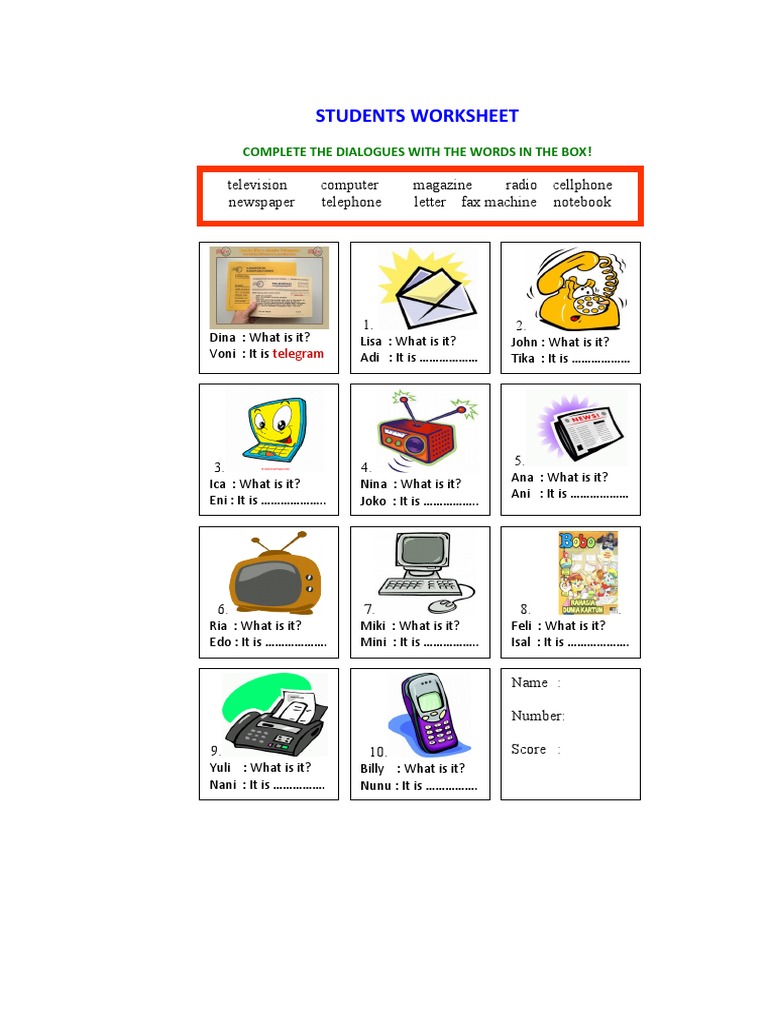 Means of Communication Worksheet Tests 27326 | PDF