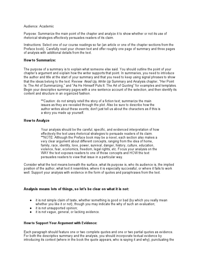 How To Summarize:: Read Up, Write Up Summary and Analysis Chapter, "Her ...