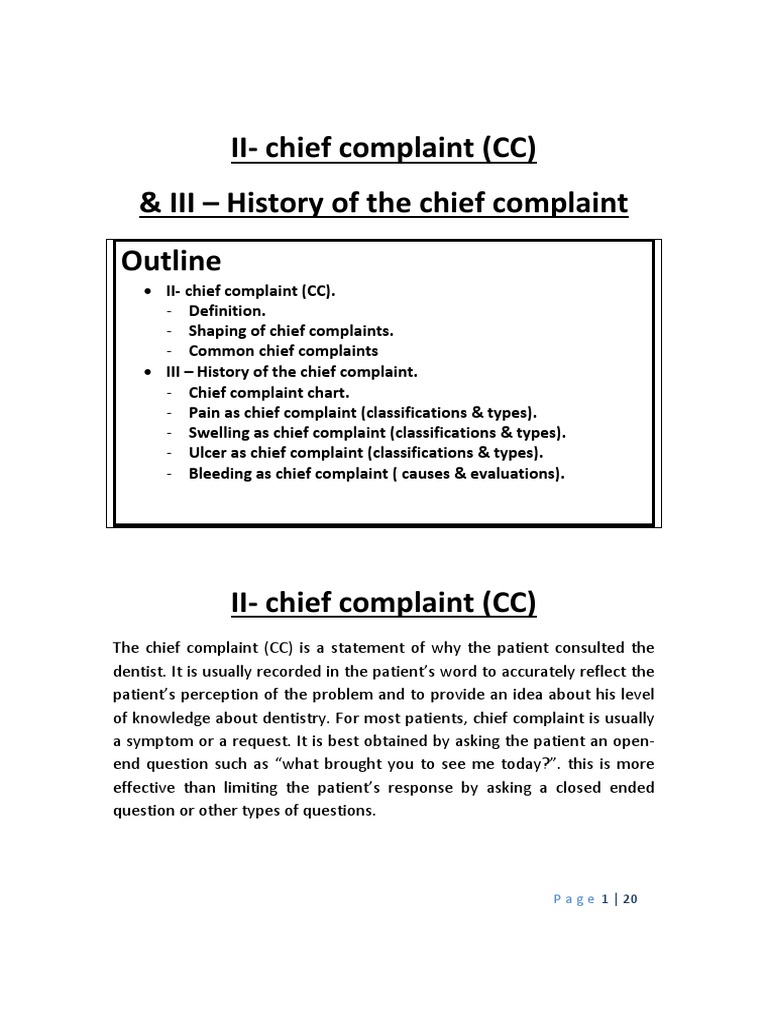 Lecture 2A The Chief Complaint Its History | PDF | Bleeding | Human Tooth