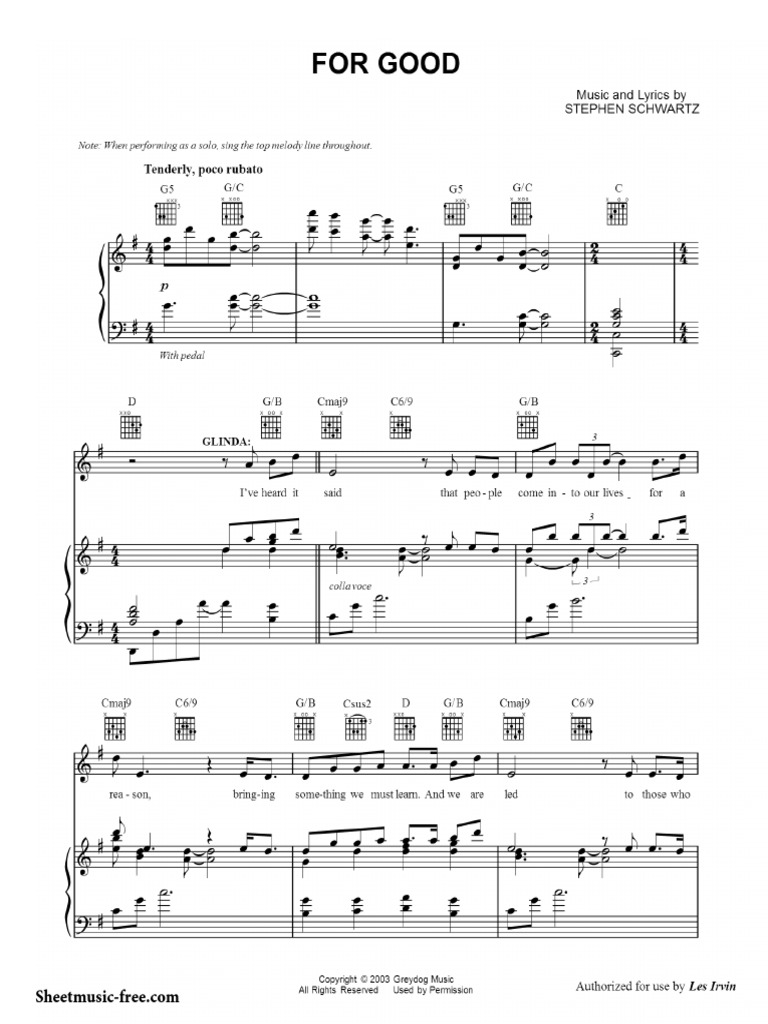 For Good Sheet Music Wicked | PDF