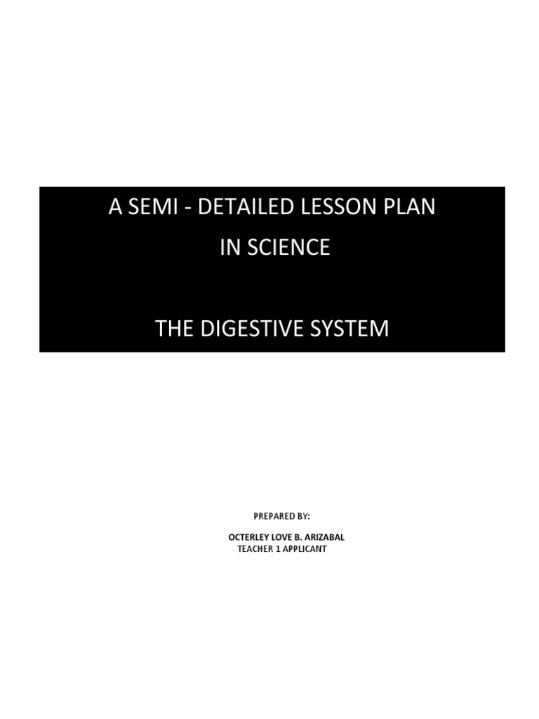 Lesson Plan: The Digestive System | PDF