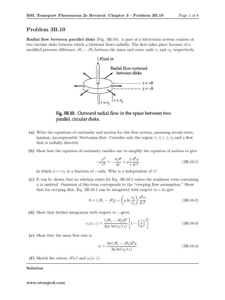 BSLTPCh3p3B10 Fluid Mech Parallel Disks Radial Flow | PDF | Fluid Dynamics | Teaching Mathematics