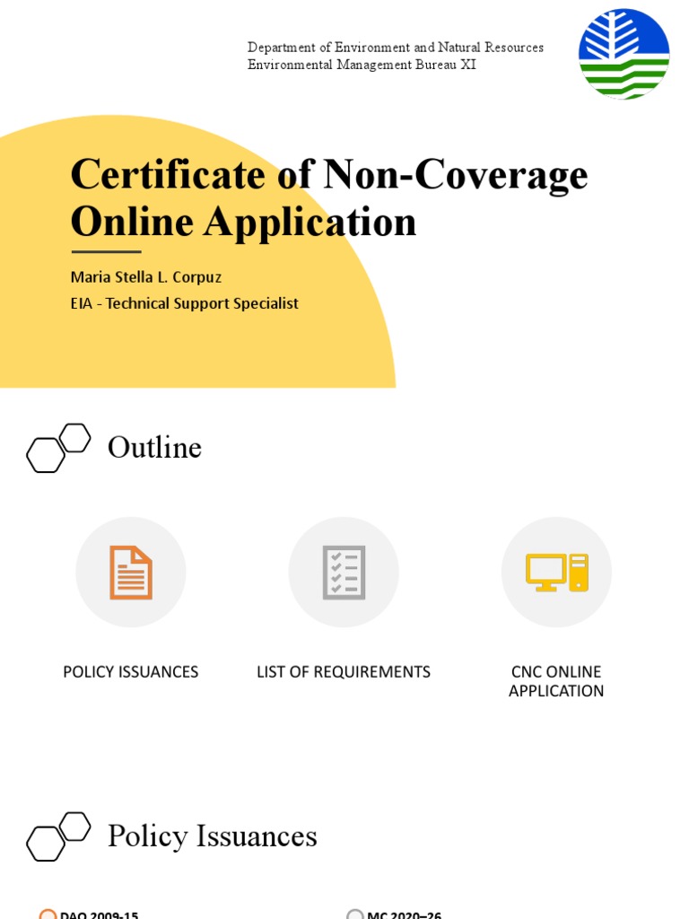 Certificate of Non Coverage Online Application | PDF
