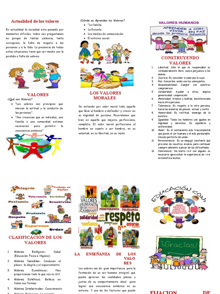 Triptico de Los Valores | Descargar gratis PDF | Moralidad | Justicia
