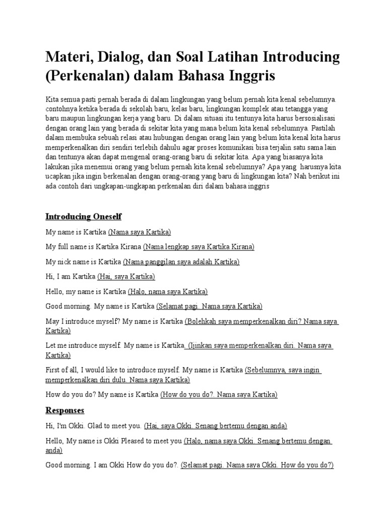 Materi Let Me Introduce MySelf | PDF