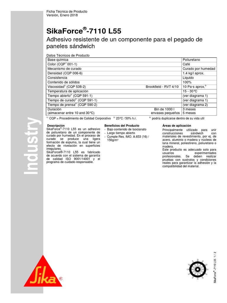 SikaForce-7110 L55 | PDF | Poliuretano | Agua