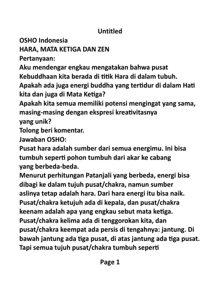 Energi Hara dan Kebuddhaan dalam Zen | PDF | Pengembangan Diri | Agama ...
