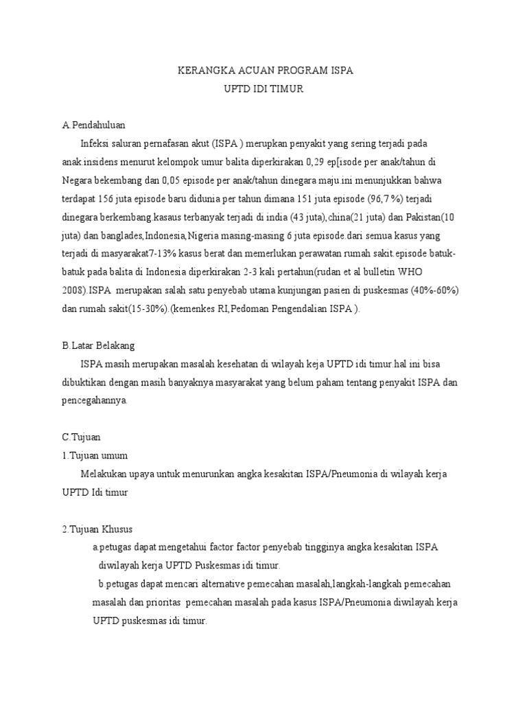 Kerangka Acuan Program Ispa | PDF