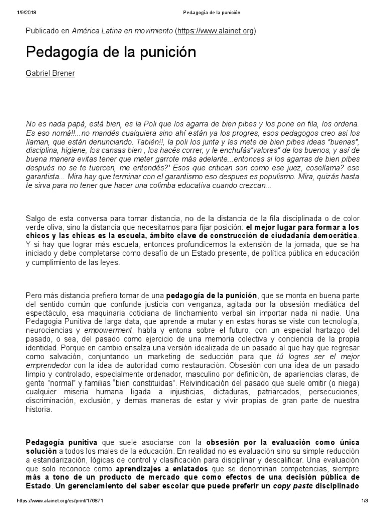 Pedagogía de La Punición - GB | PDF | Maestros | Evaluación