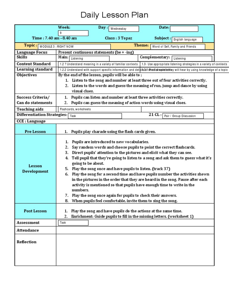 w9 (Listening) | PDF | Flashcard | Lesson Plan