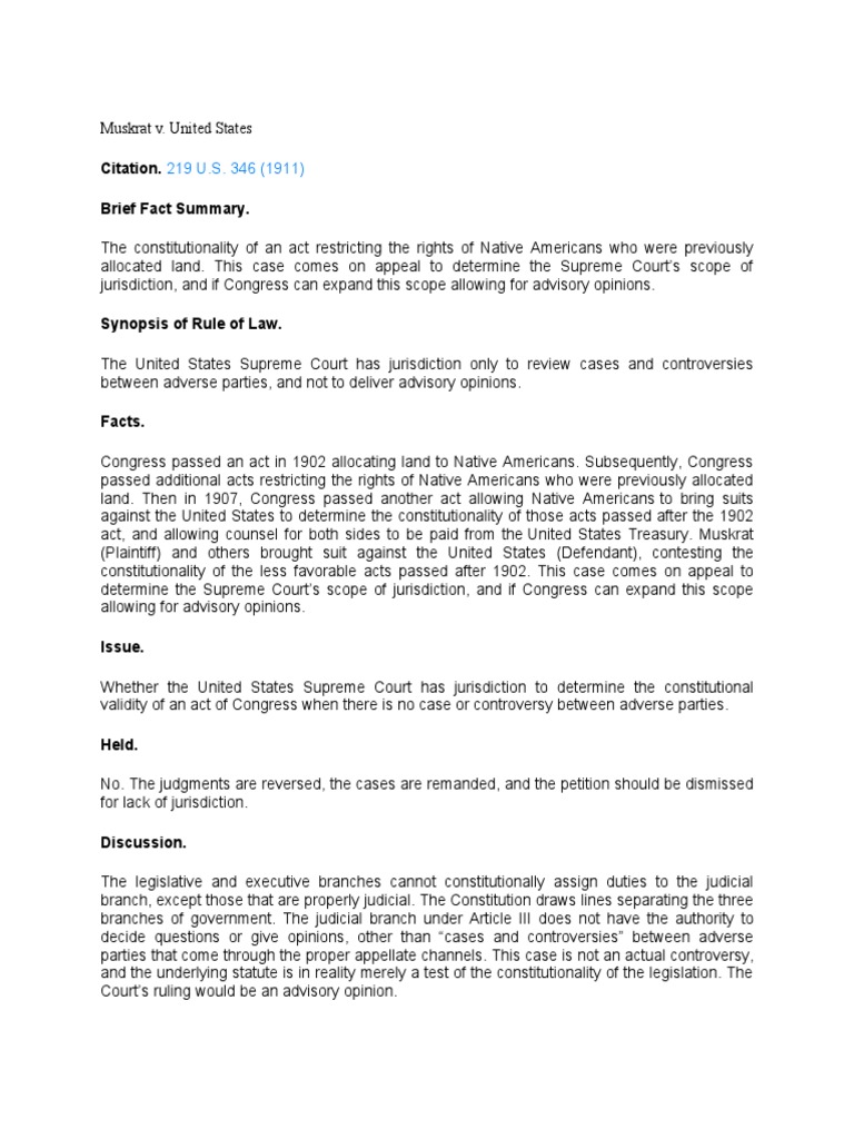 2d - Muskrat Vs Us | PDF | Politics | Social Science