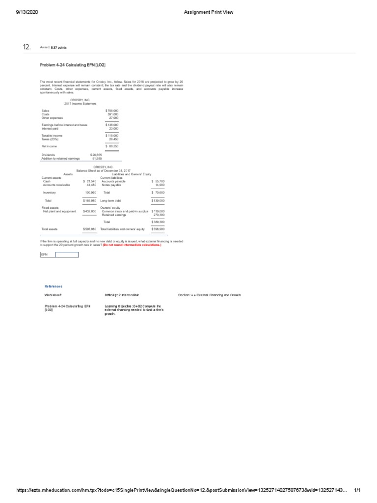 External Financing Needed Question | PDF | Retained Earnings | Equity ...