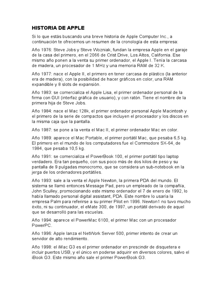 Breve historia de Apple Inc. | PDF | Informática