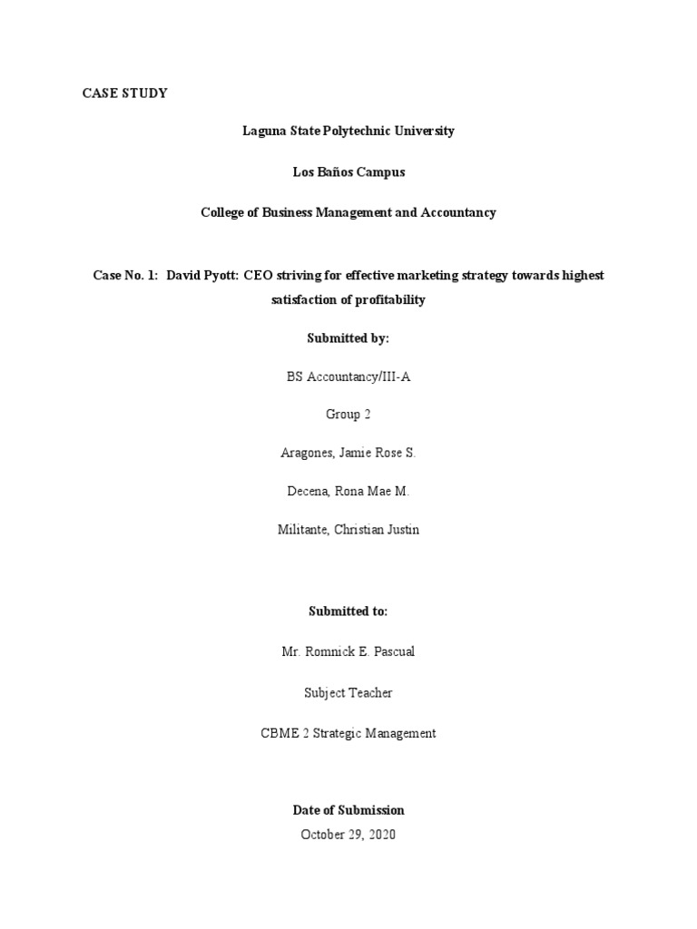 Case Study 1 7 | PDF | Strategic Management | Marketing Strategy