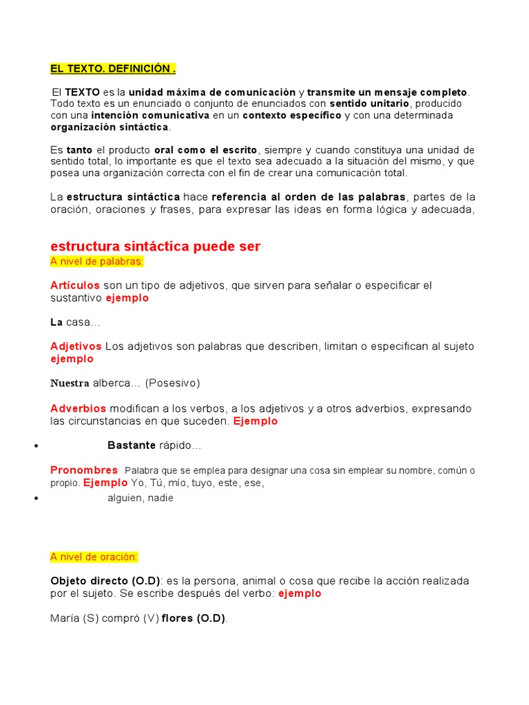 EL TEXTO, Definicion, Importancia y El Texto Narrativo | PDF ...