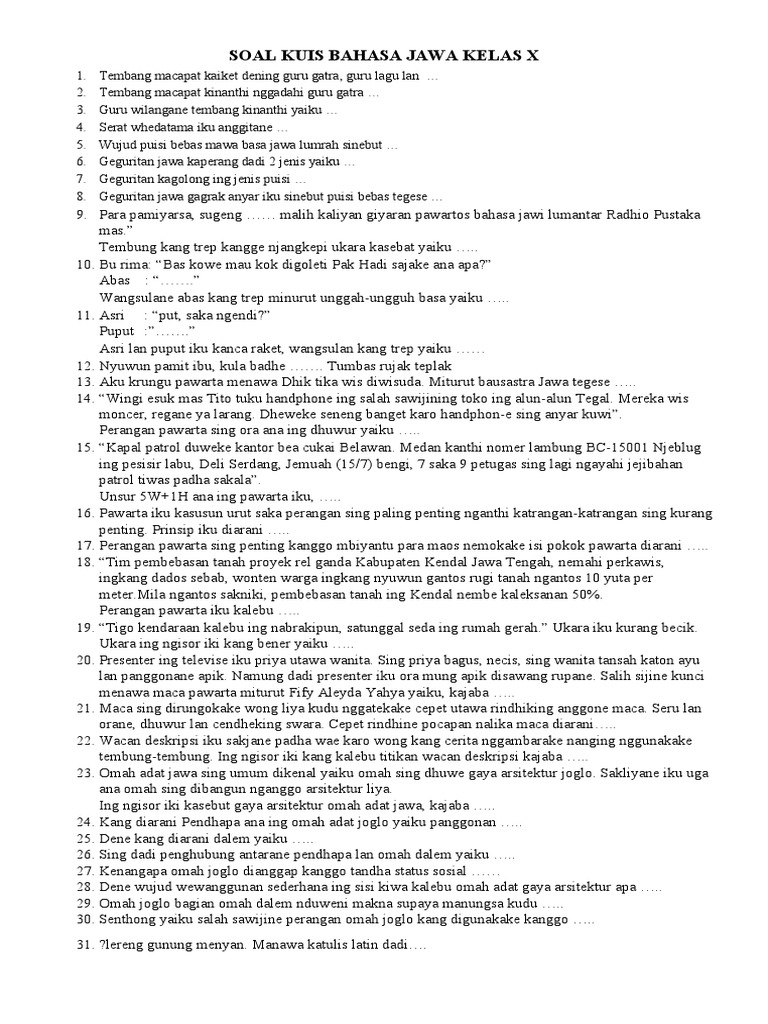 Kuis Soal BJ Gasal | PDF