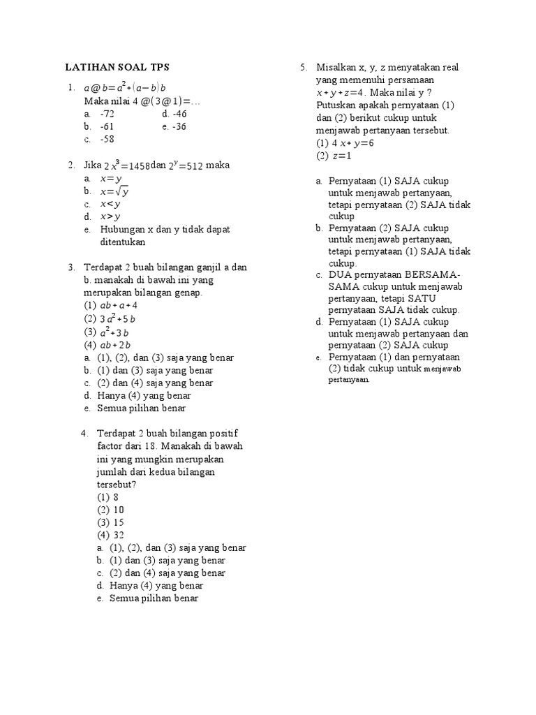 Latihan Soal TPS | PDF