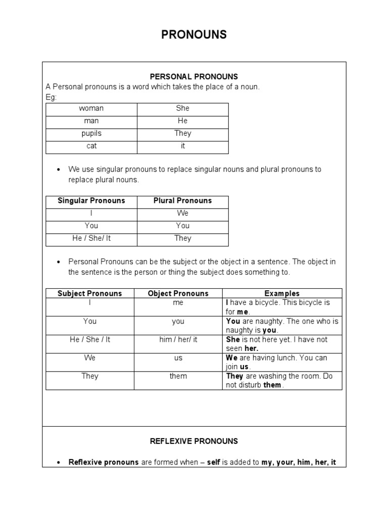 PRONOUNS | Download Free PDF | Pronoun | Grammatical Number