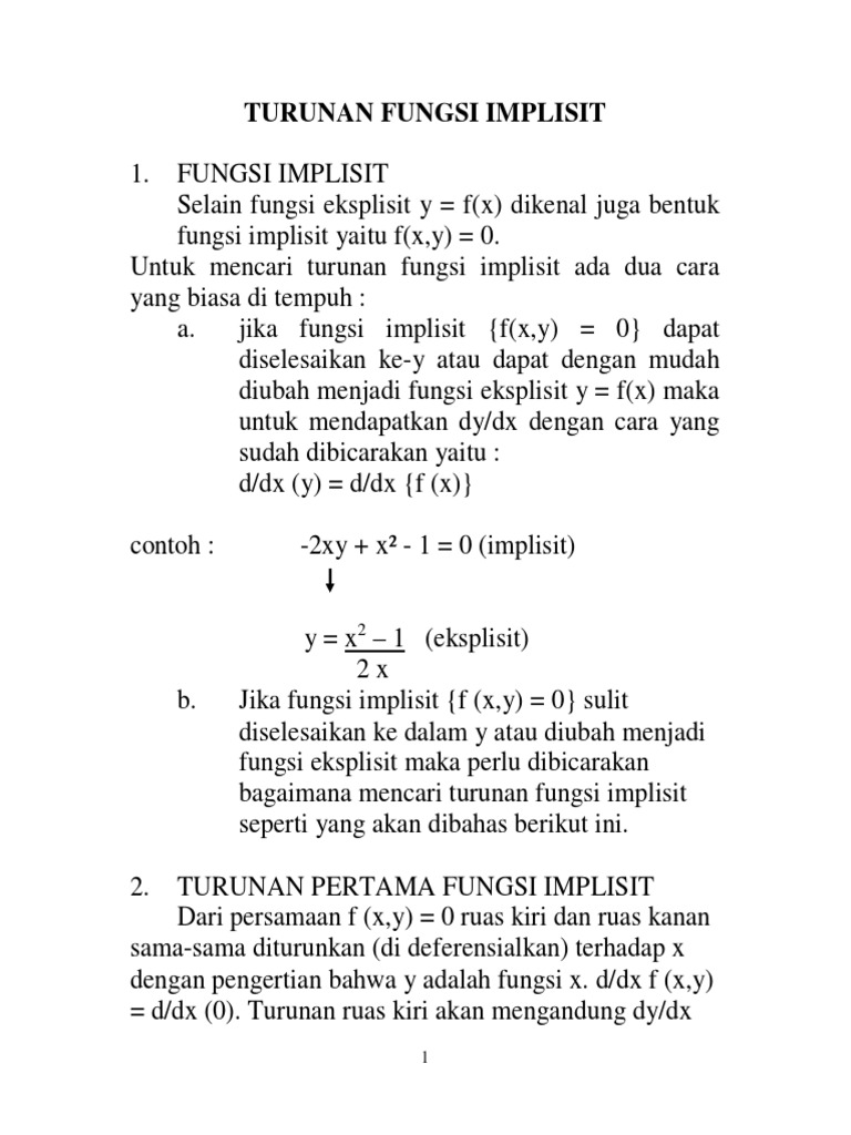 Turunan Fungsi Implisit - HERU | PDF