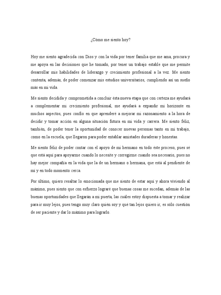 Cómo Me Siento Hoy | PDF