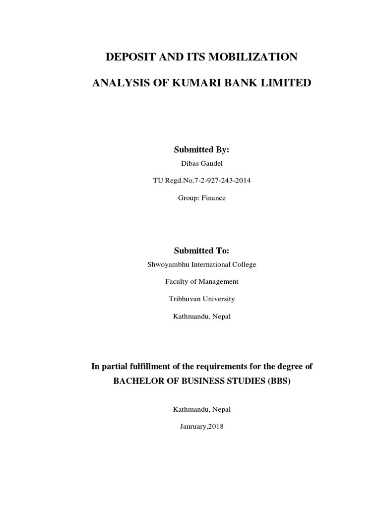 Deposit Mobilization Analysis of Kumari Bank | PDF | Deposit Account ...