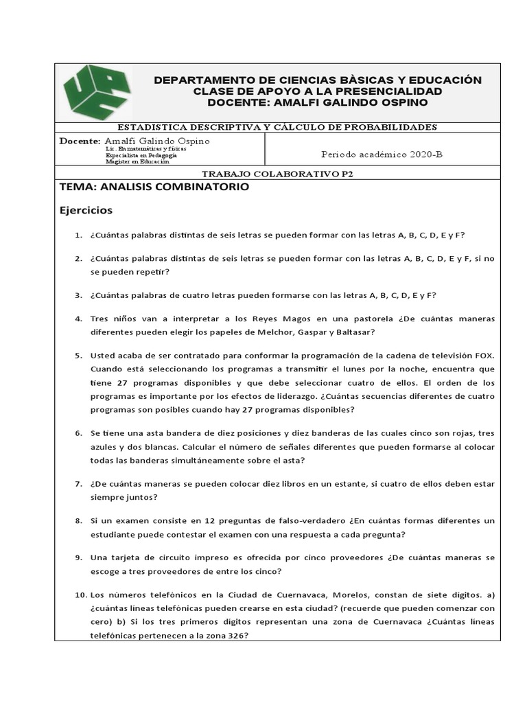Trabajo Colaborativo P2 | PDF | Enseñanza de matemática | Prueba / examen