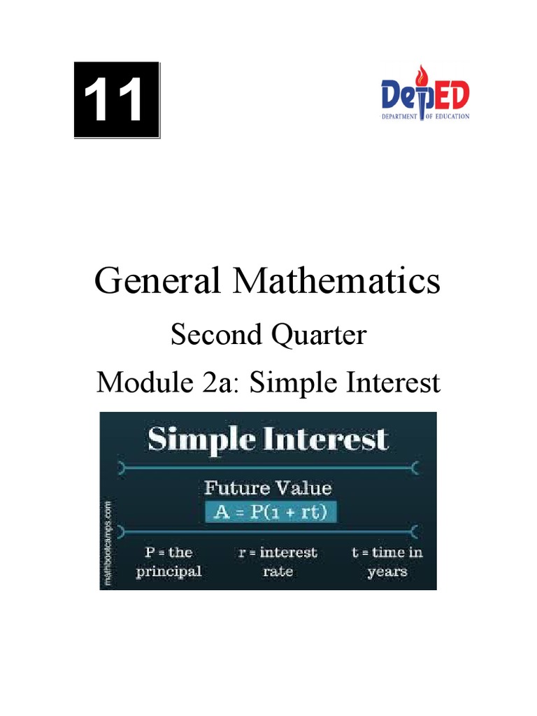 General Mathematics: Second Quarter Module 2a: Simple Interest | PDF ...
