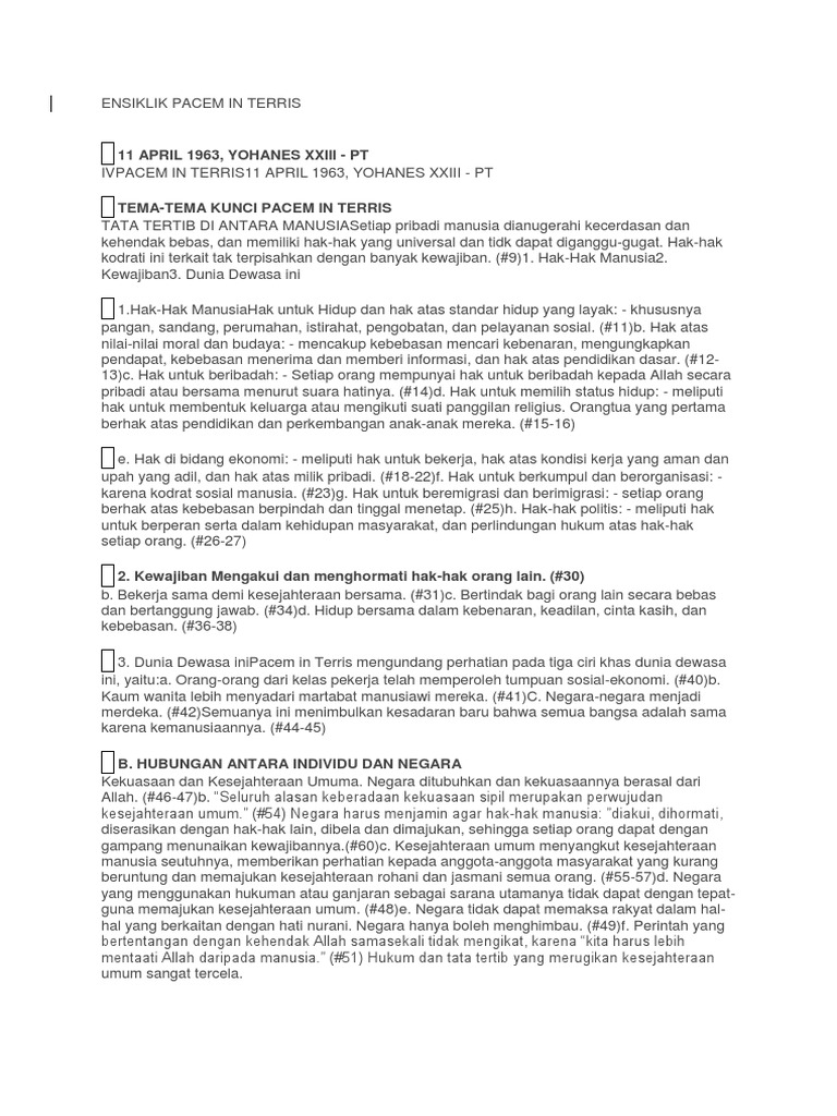 Asg Ensiklik Pacem in Terris | PDF