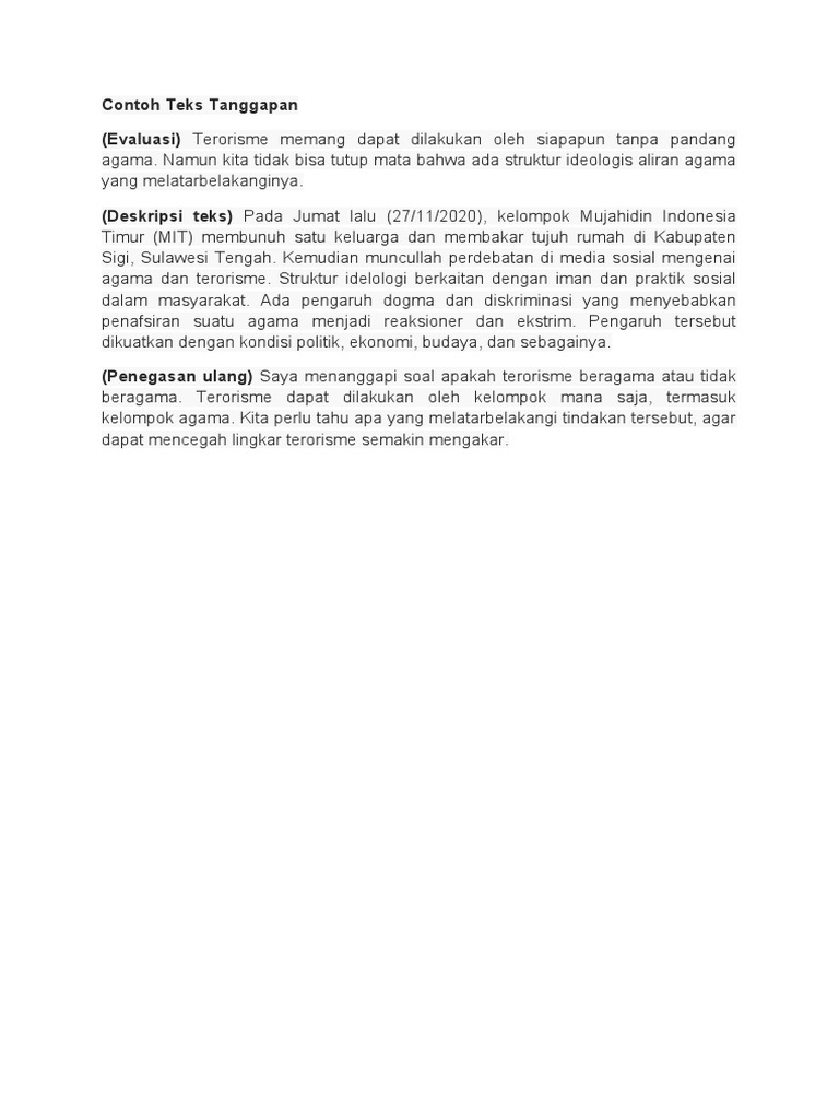 Contoh Teks Tanggapan | PDF
