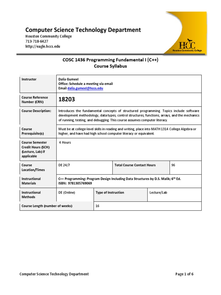 Cosc - 1436 - Fall 16 - Dalia - Gumeel-C | PDF | Computer Programming ...