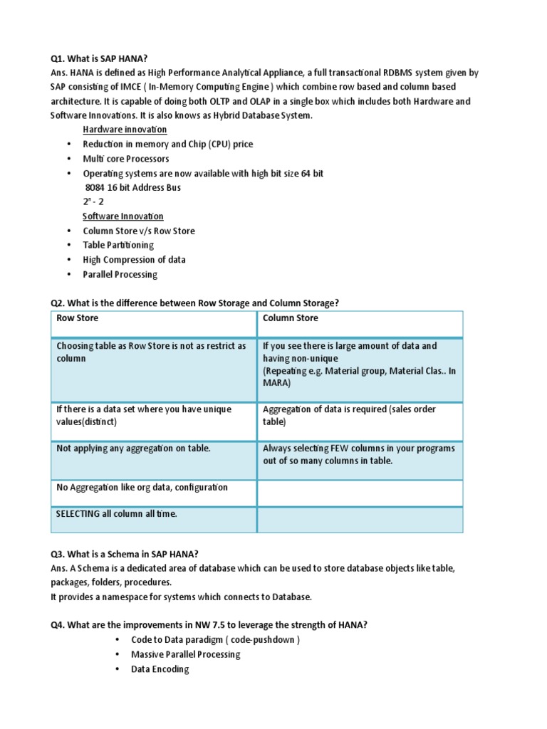 ABAP On HANA Interview Questions | PDF | Sql | Databases