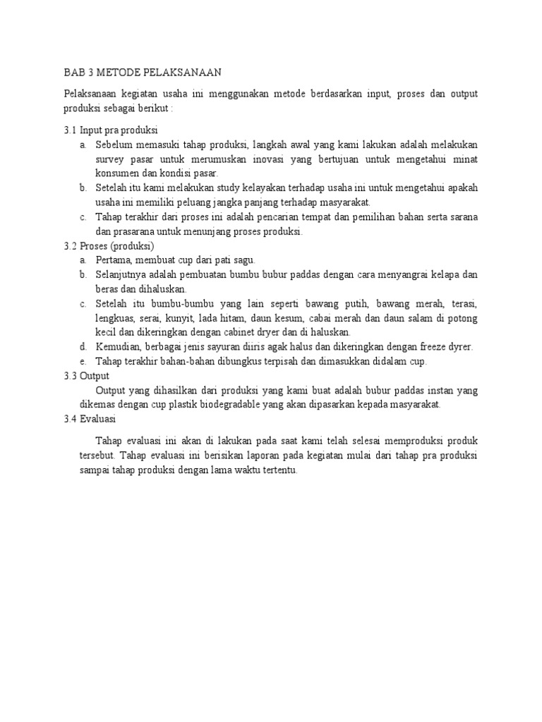 BAB 3 METODE PELAKSANAAN PKM K | PDF