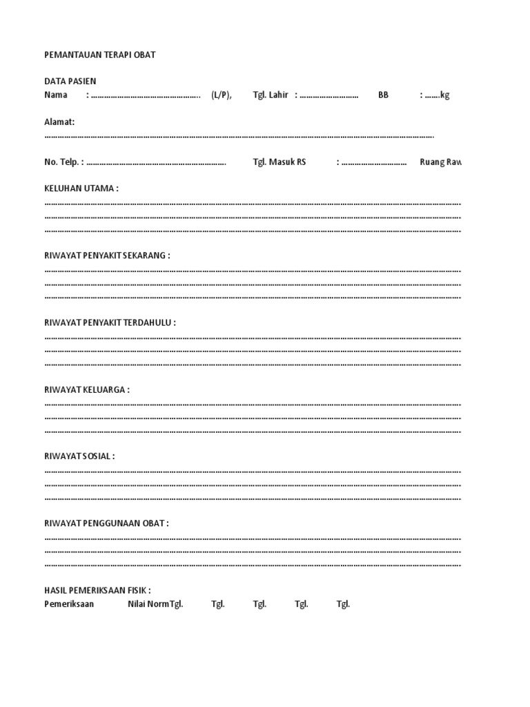 Formulir Pemantauan Terapi Obat | PDF