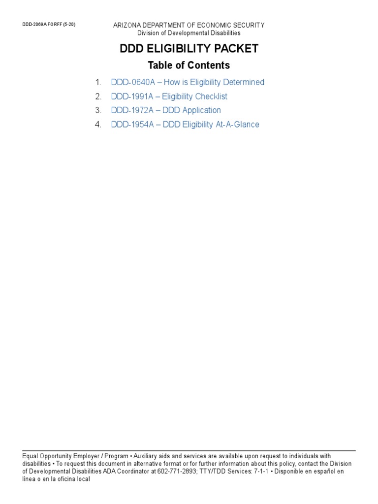 Ddd-2069a Eligibility Packet | PDF | Intellectual Disability | Health ...