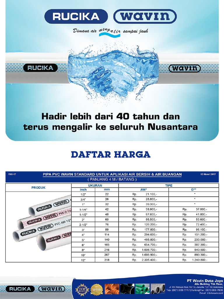 2017 Pricelist Rucika Wavin Standard | PDF