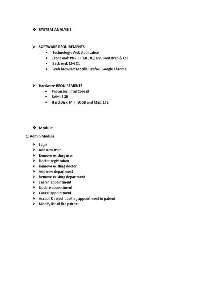 Doctor Appointment System (Project Analysis) | PDF