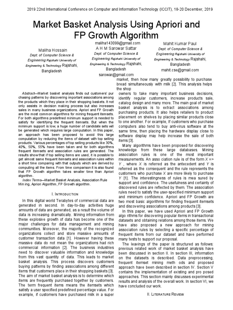 Market Basket Analysis Using Apriori and FP Growth Algorithm | PDF ...