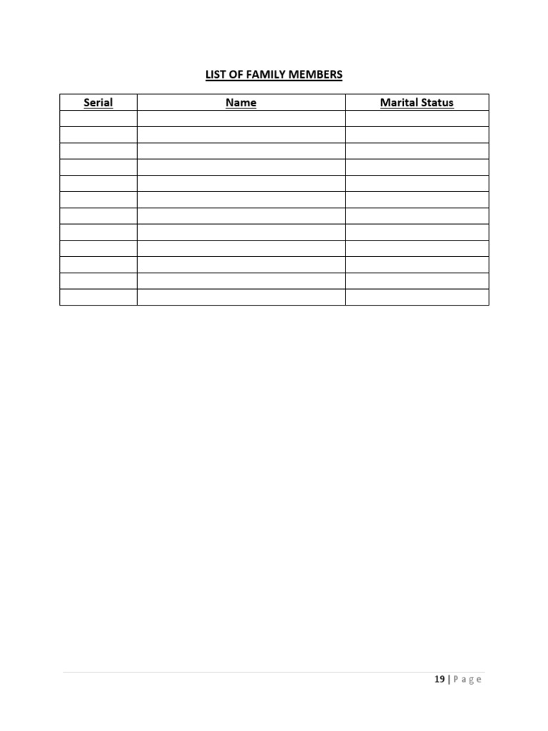 Family Members and Marital Status List | PDF