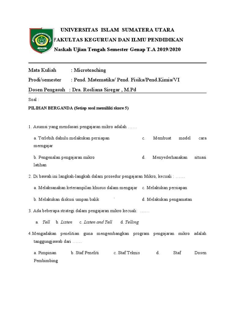 Soal Microteaching | PDF