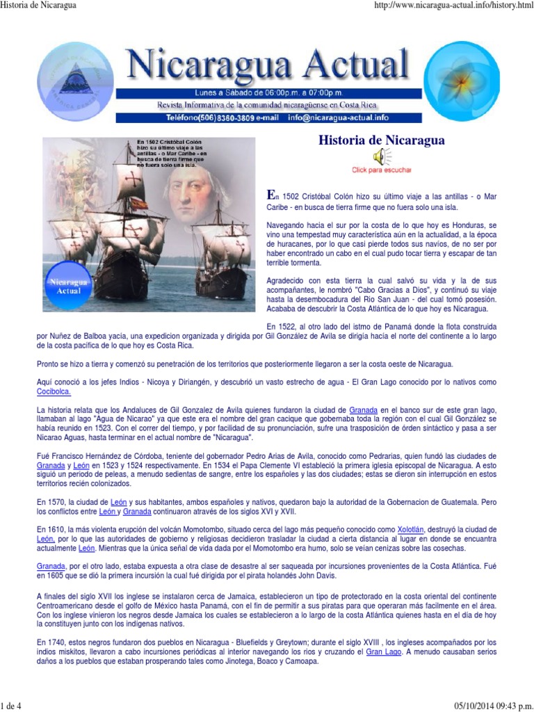 Historia de Nicaragua | PDF | Nicaragua | Centroamérica