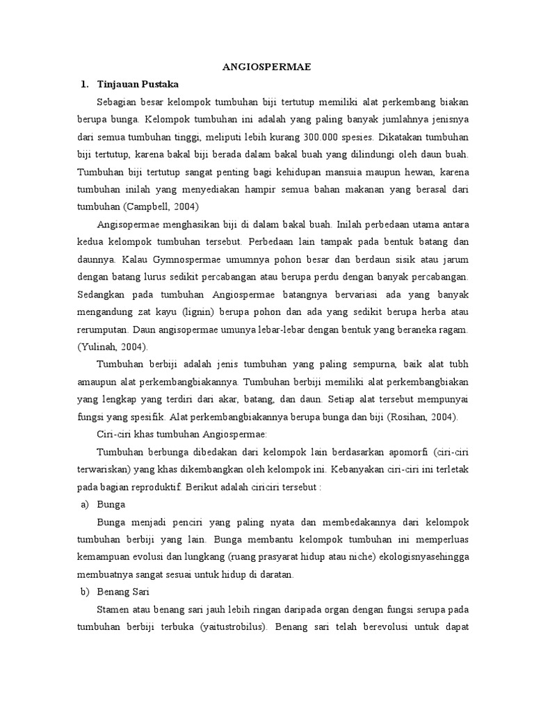 ANGIOSPERMAE | PDF | Sains & Matematika