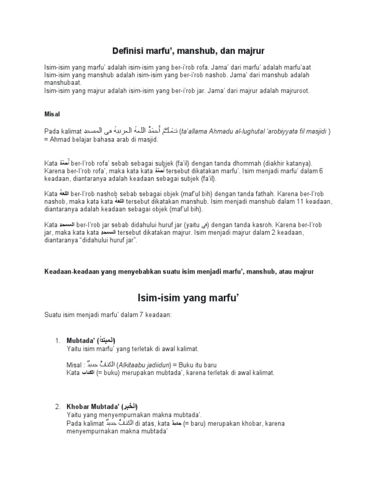 Marfu Mansub Majrur | PDF