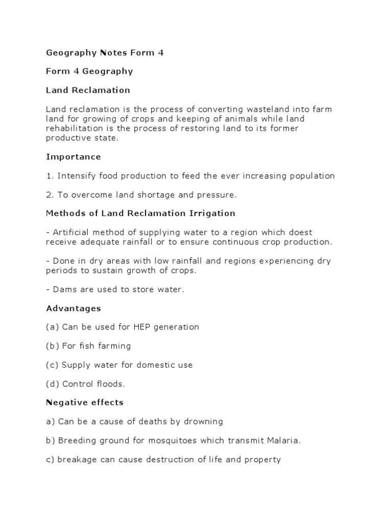 Geography Notes Form 4 | PDF | Soil | Agriculture
