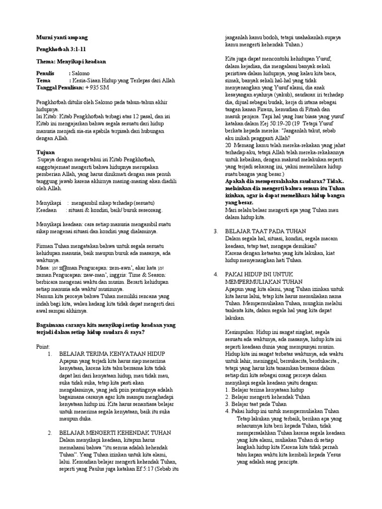 Pengkhotbah 3 | PDF