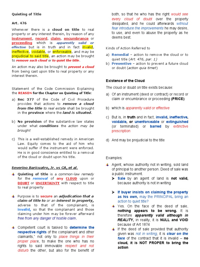 Would See Every Cloud of Doubt: Instrument Record Claim Encumbrance ...