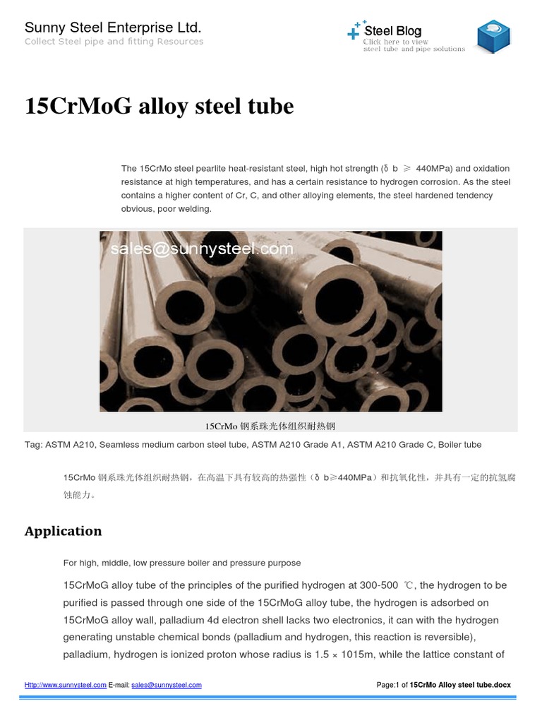 15CrMo Alloy Steel Tube | PDF | Pipe (Fluid Conveyance) | Hydrogen