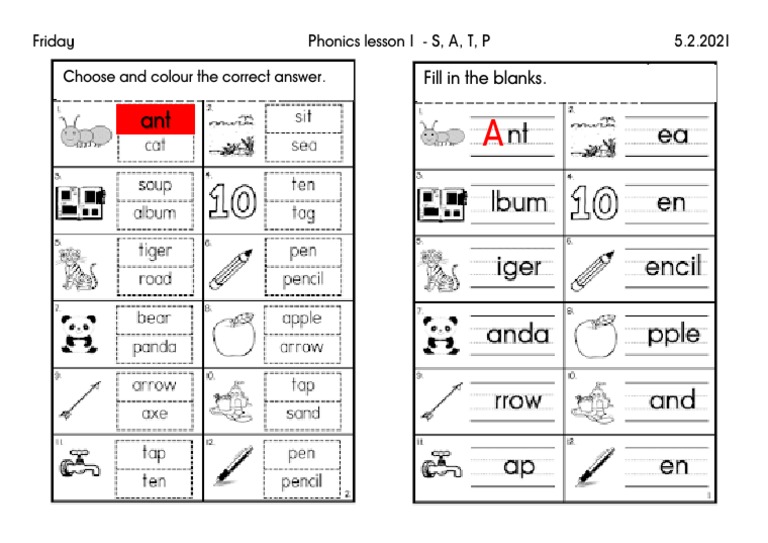 Phonics Lesson 1 EXERCISE 5.2.2021 | PDF