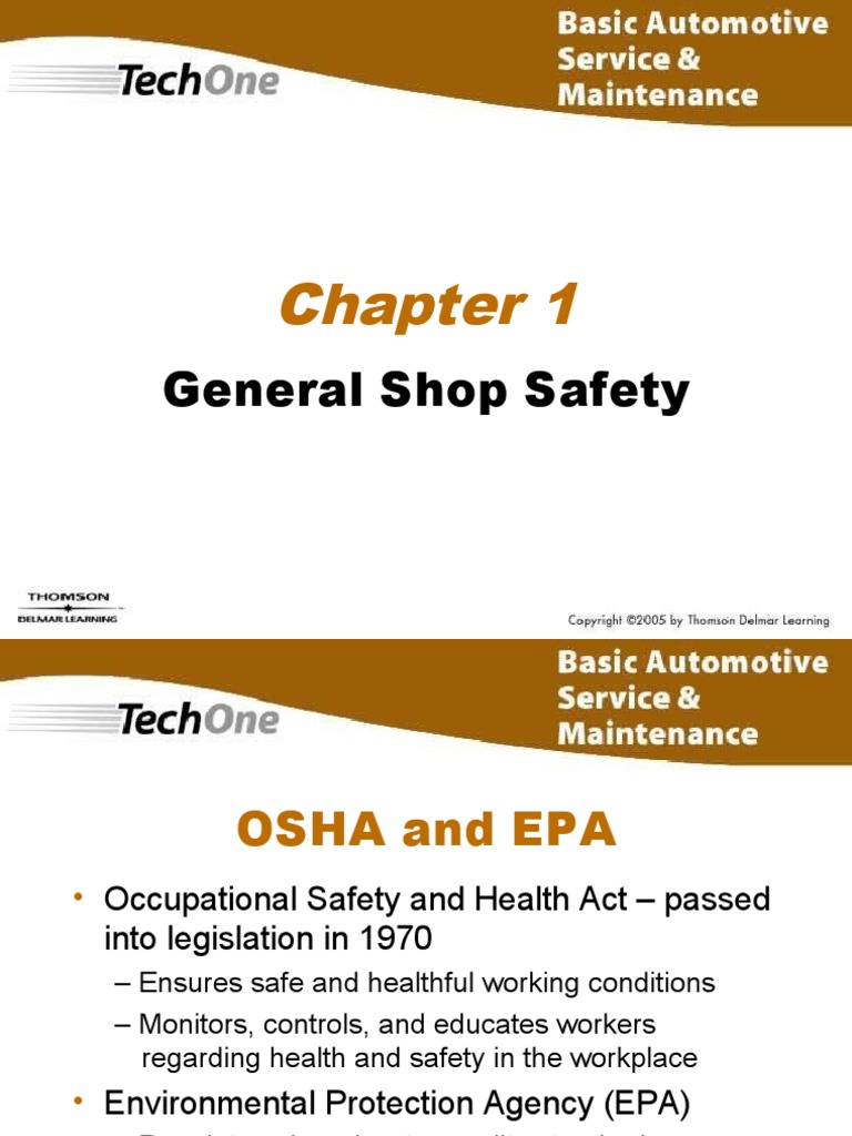Chapter 01 General Shop Safety | PDF